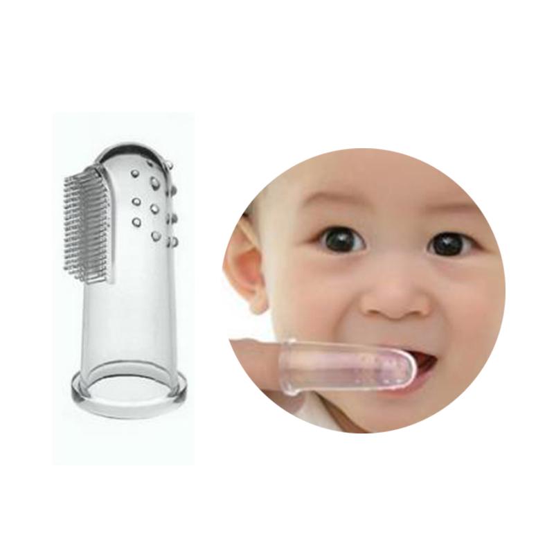 Baby Safe Children Finger Cleaning Silicone Rubber Deciduous Toothbrush ...