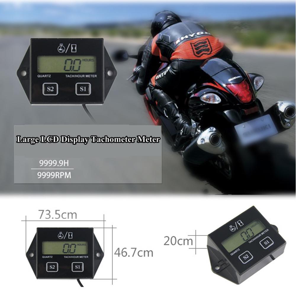 Cheap Digital Display Tachometer Engine Tach Hour Meter Gauge Inductive Car Stroke Engine LCD ...