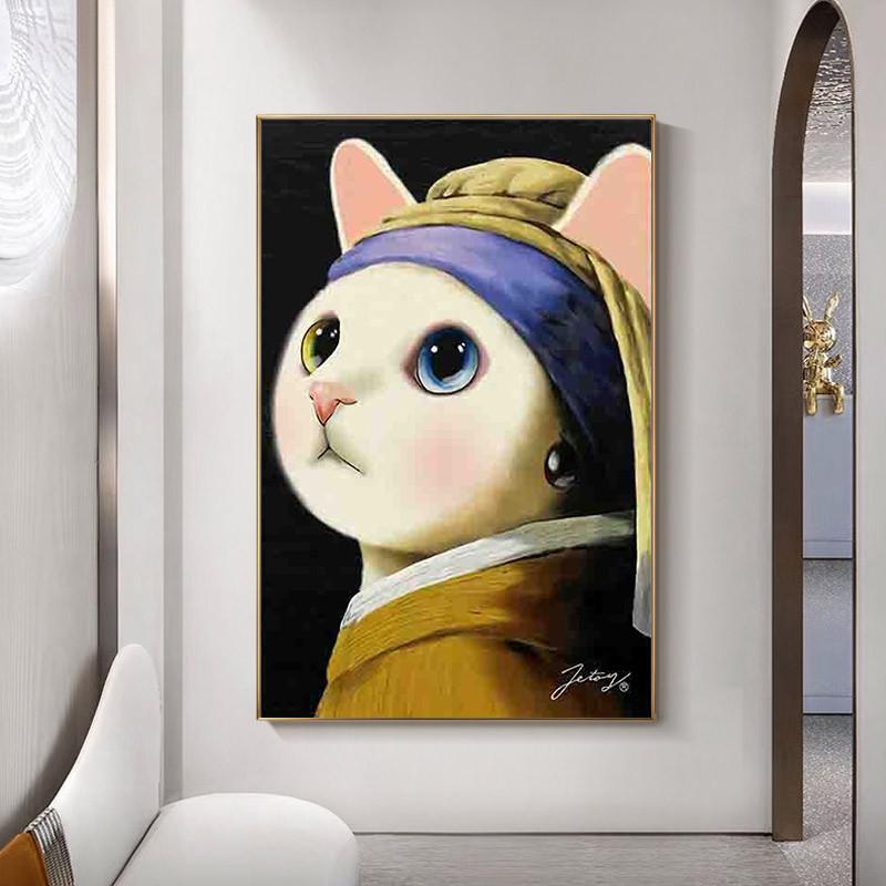 Nordic Vintage Cat Canvas Painting Portrait Animals Posters and Prints ...