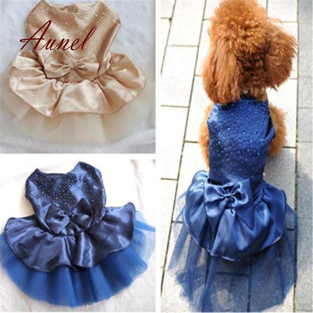 Fantastic Pet Party Apparel Imitated Silk Bowknot Sequined Princess ...