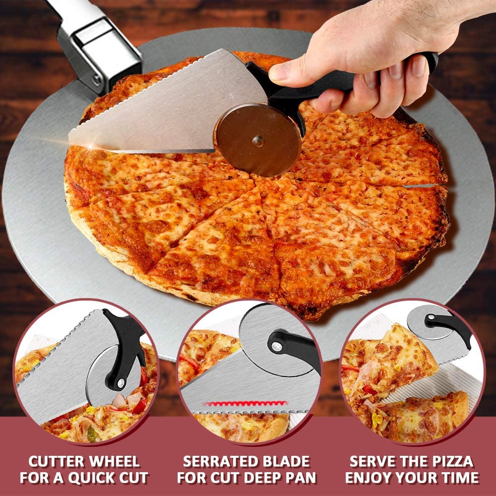 Buy Pizza Cutter Wheel and Pizza Peel Set of 2,10 Inch Pizza Spatula ...