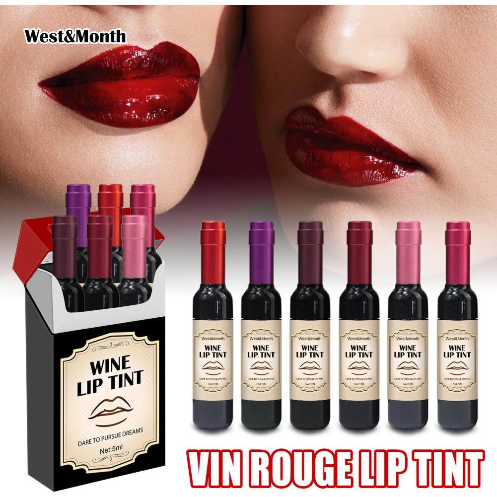 Buy 5ml Red Wine Bottle Lipstick Moisturizing Lip Glaze Non Sticky Cup ...