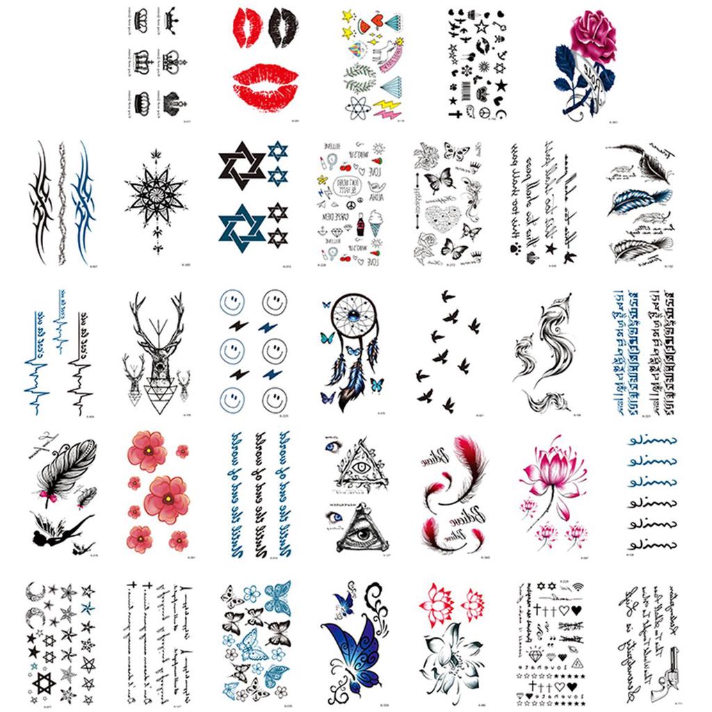 Buy JTT English Alphabet Symbol Flower Waterproof Tattoo Sticker ...