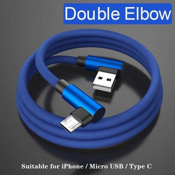 Buy L Type Curved Braided USB Cable for IPhone Samsung L Huawei L Fast ...