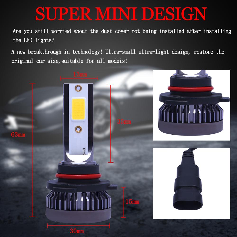 Buy 8000K Ice Blue COB Mini LED Headlight H1/H7/H11/9006 Car Bulbs Beam ...