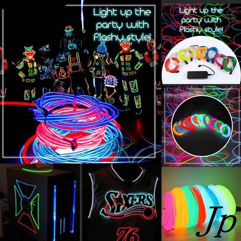 Jp 1M Battery Operated Luminescent Neon LED Lights Glow EL Wire String ...