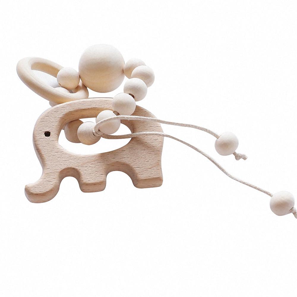 Buy Beads Cartoon Animal Montessori Teething Teether Molar Stick ...