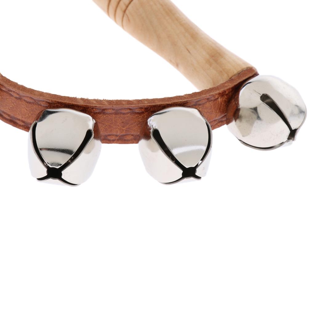 Buy Wooden Handle Bell Shaker Sleigh Bells with Strap Shaking ...