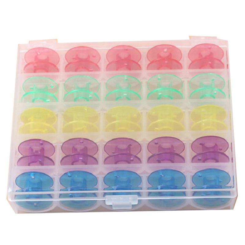 Buy 25Pcs/Set Empty Bobbins Sewing Machine Spools Colorful Plastic Case ...