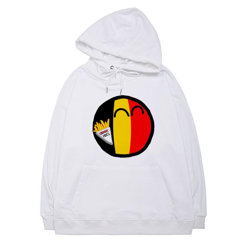 Buy Autumn Belgiumball Print Unisex White Hoodies Drawstring Pocket ...
