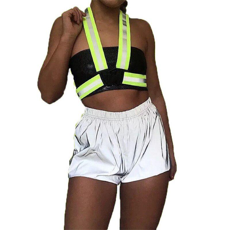 Buy Night Light Reflective Shorts Women Hip Hop Loose Short Pants ...