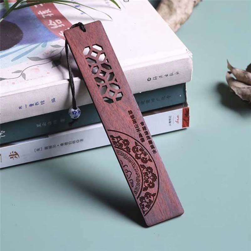 Cheap Creative Retro Blood Sandalwood Bookmark Chinese Style Crescent ...
