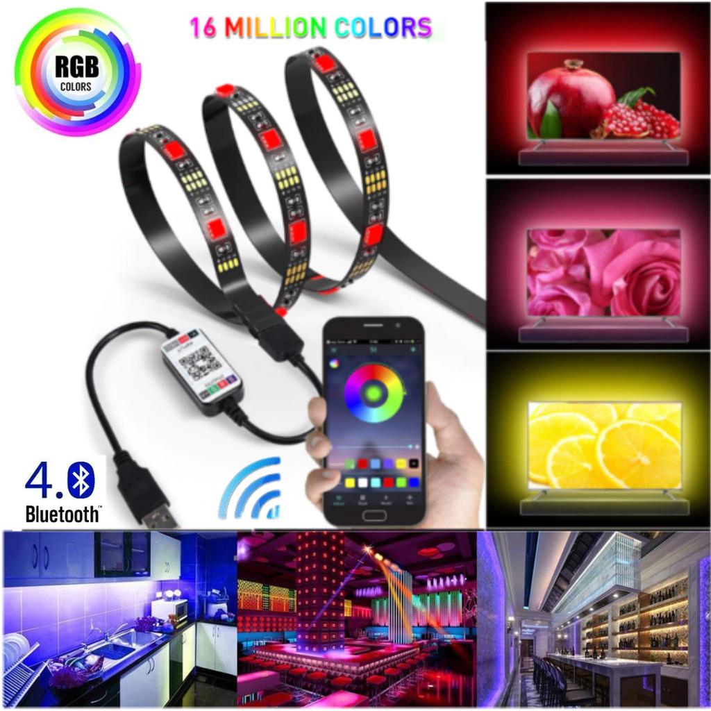 1/2/3/5M USB Power LED Strip Lights 5V 5050 RGB TV Backlight bluetooth ...