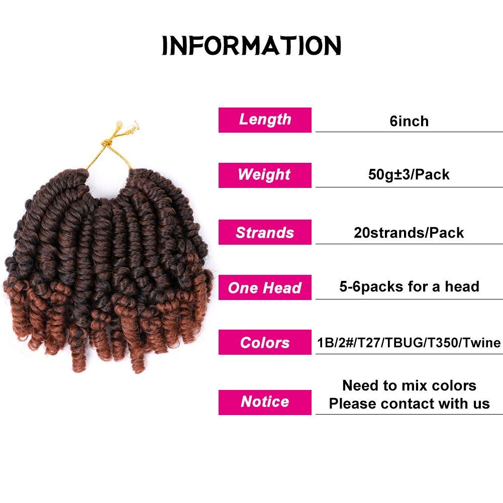 Buy 6 Inch Spring Twist Corchet Hair Pre-twisted Bob Bomb Twist Fluffy ...
