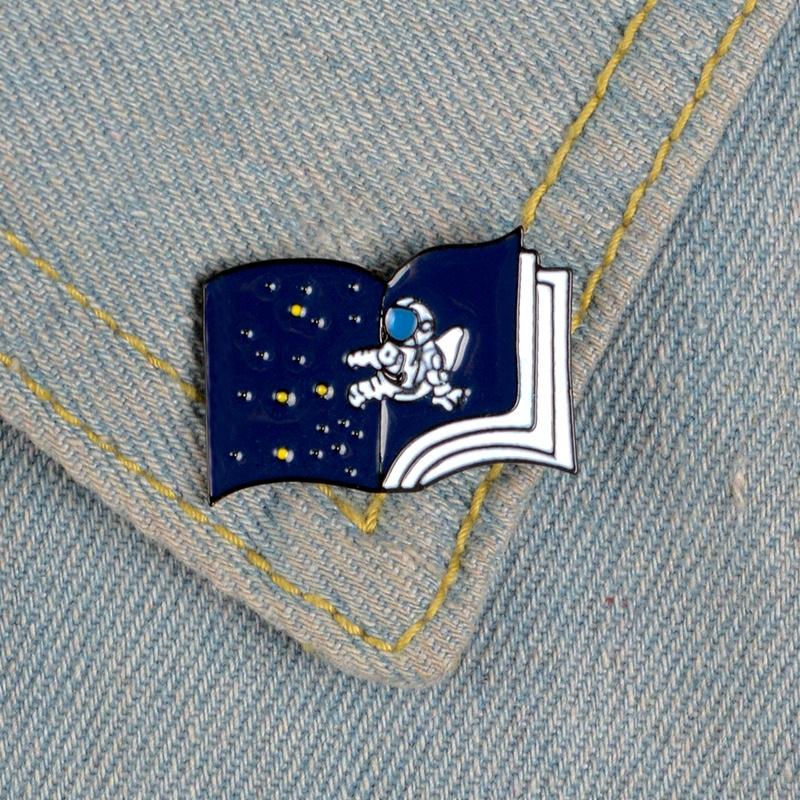 Buy The Universe Space Book Enamel Pins Cosmic Astronaut Brooch Lapel Pin Cosmonaut Badge at ...