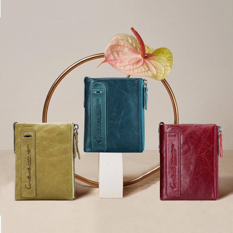 Buy Contacts Genuine Leather Short Wallet Women Female Fashion Purse ...