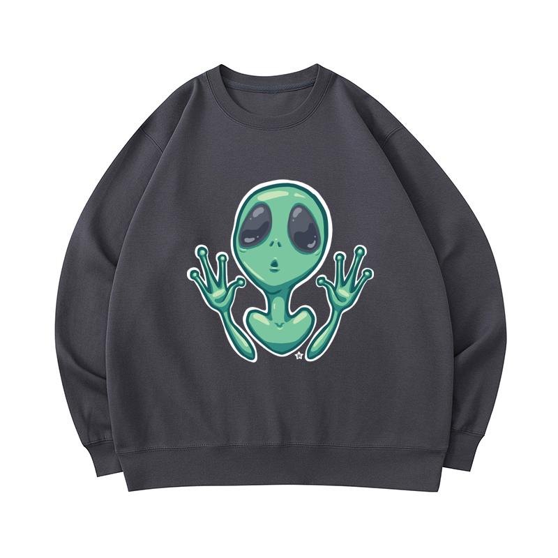 Buy Men's 300 GSM 100% Cotton Sweatshirt Simple Alien Print Street ...