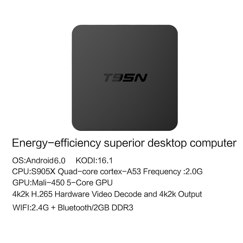 T95N TV Box Android 6.0 S905X Quad Core 2G + 8G Wifi HD 4Kx2K Smart TV ...