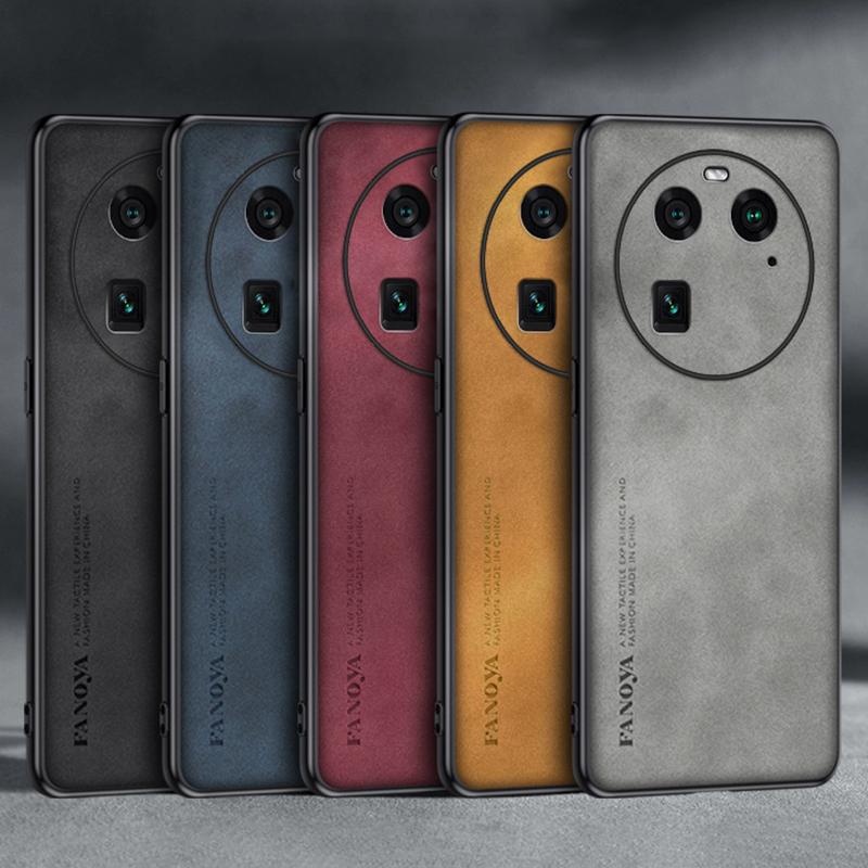 Satın alın For OPPO Find X6 Pro Case Sheepskin PU Leather Silicone Case ...