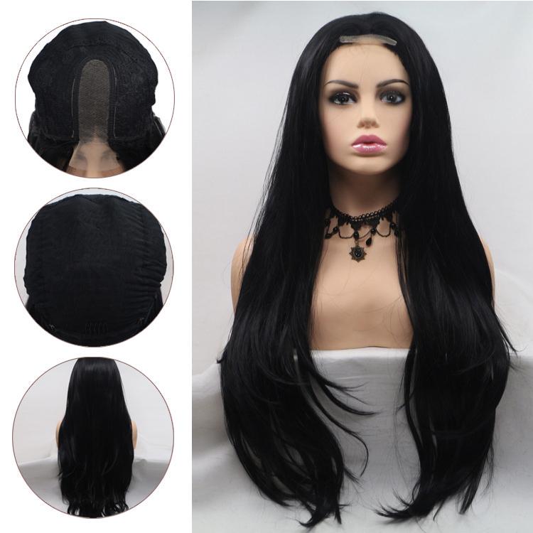 Buy Customize Black Lace Front Wig High Temperature Wire Long Straight ...