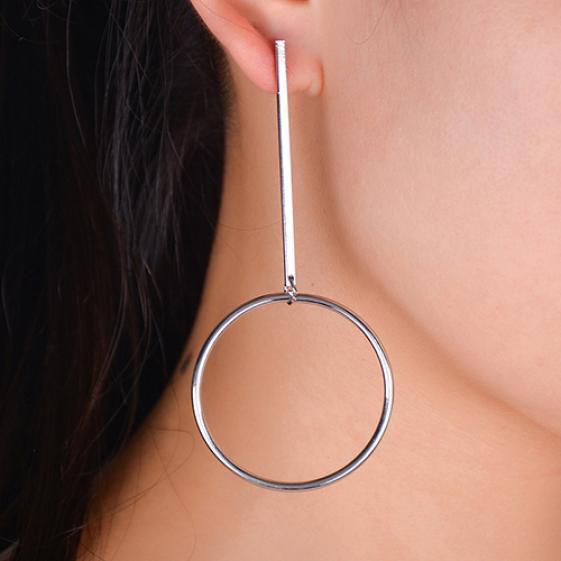 Buy Large Earrings Circle Cut Simple Long Earrings Fashion Stud ...