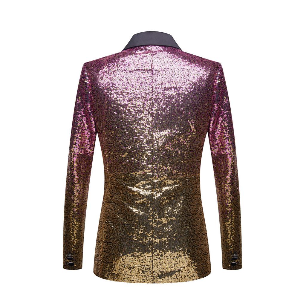 Buy PYJTRL Mens Fashion Gradual Change Color Shiny Sequin Suit Jacket ...