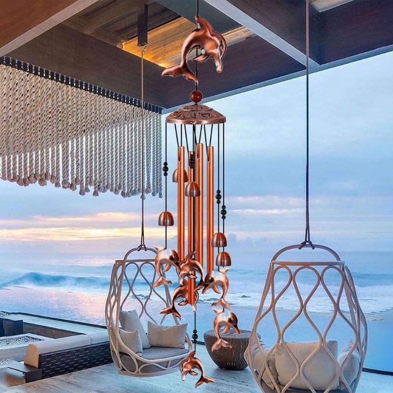Buy 35 Inch Wind Chimes Retro Dolphin Bells Soothing Melodic Tones for ...