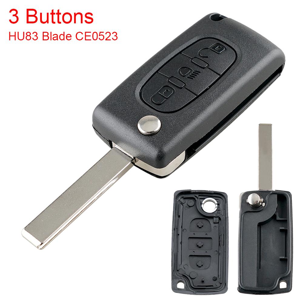 Buy 2 Buttons Entry Replacement Uncut Flip Folding Car Key Shell Fit ...