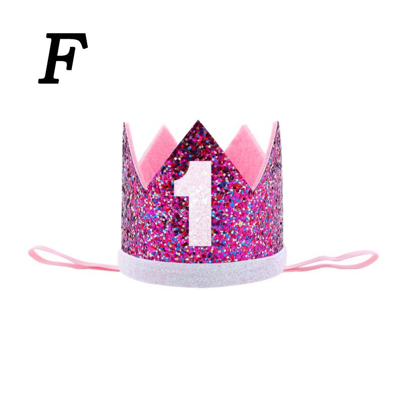 Baby Decor Party Hat Headband 1st Birthday Crown Headdress Glitter Felt ...