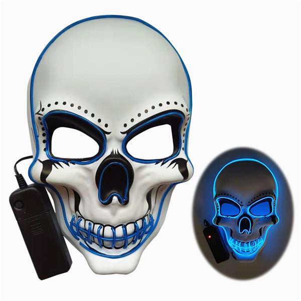 Halloween Skeleton LED Mask Glow Scary EL-Wire Mask Light Up Cosplay ...