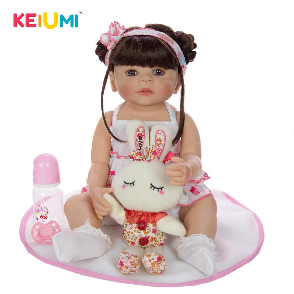 Buy KEIUMI New New Reborn 55 cm Menina Full Silicone Vinyl Baby Reborn Dolls DIY Hairstyle ...