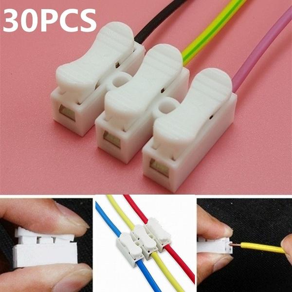 30pcs White No Solding Welding Quick 3P Cable Wire Connector No Screw ...