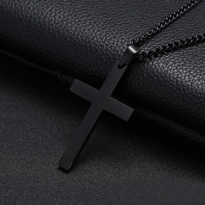 Buy Classic Titanium Steel Cross Pendant Necklace Unisex Simple Retro ...