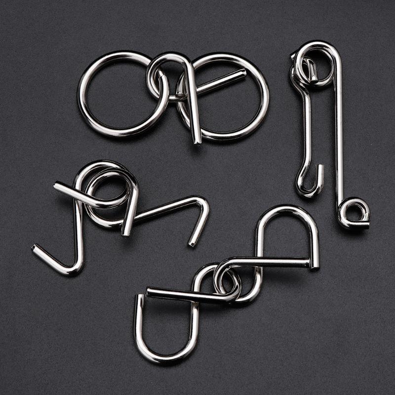 Buy 28pcs Metal Wire Puzzle Set Brain Teaser IQ Test Game Unlock ...