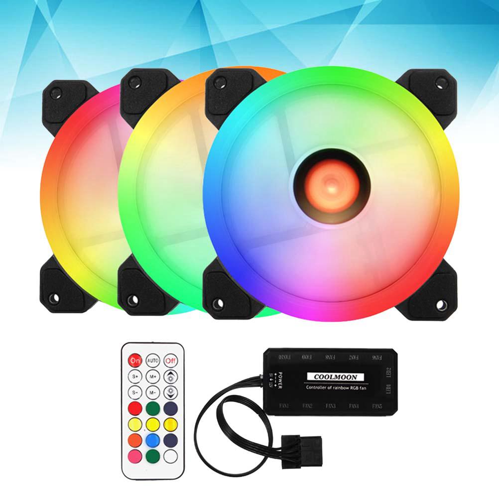 Buy 4 Pcs/ Set PC Cooling Fan 120mm 3 Fans RGB Colorful Silent High ...