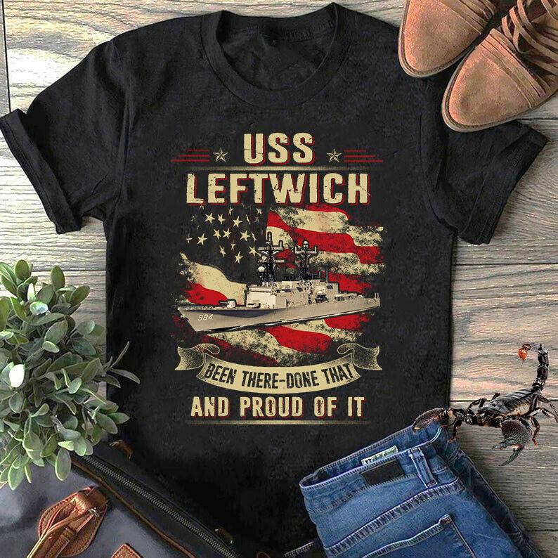 Buy Navy Veteran Proud Uss Leftwich Dd 984 Black Chic Summer Tee Korean ...
