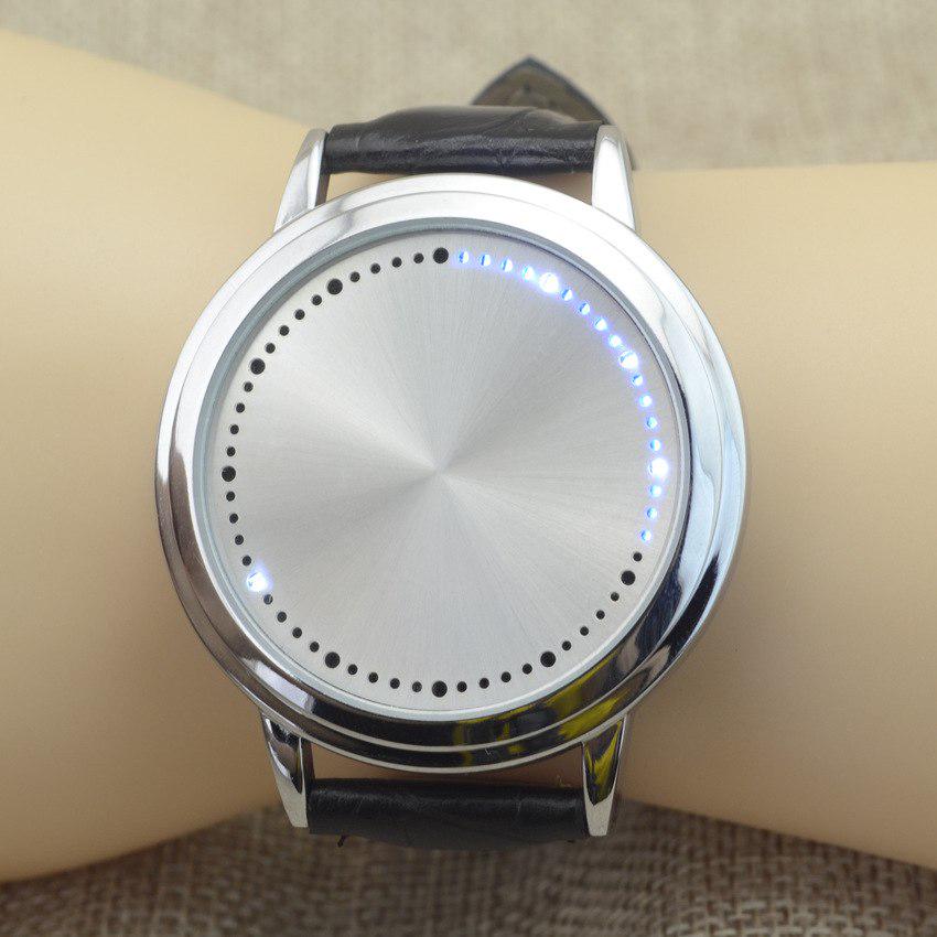 Buy Personality Leather Normal Waterproof LED Watch Men Women Couple ...