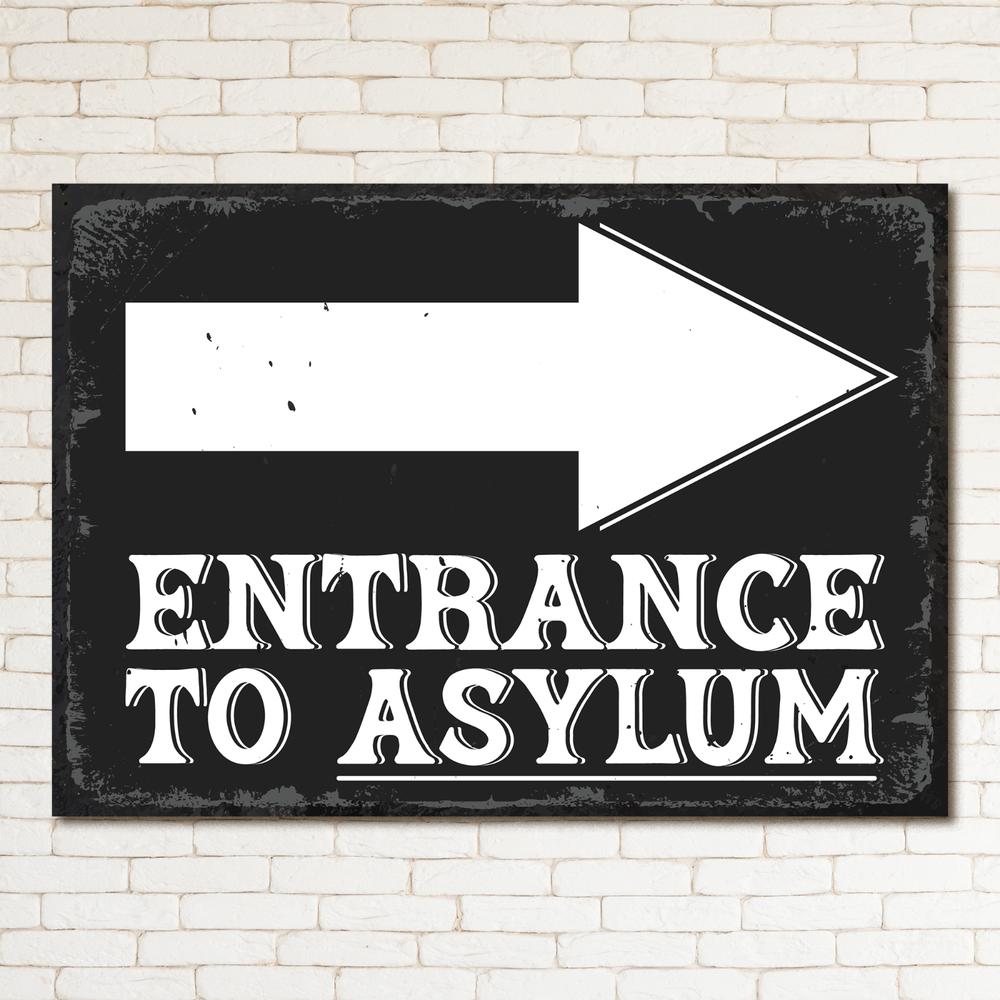 Satın alın Asylum Entrance Warning Arrow Retro Metal Sign Man Cave Bar ...