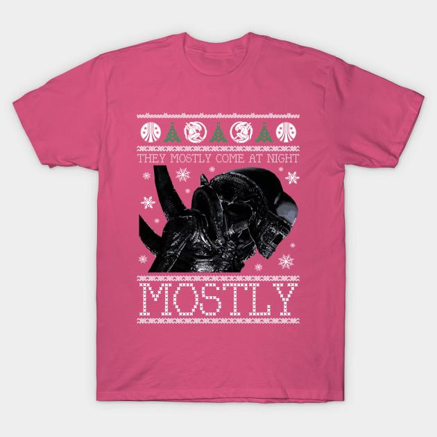 Buy Man Funny 100% Cotton T-Shirt xenomorph aliens christmas knit Print ...
