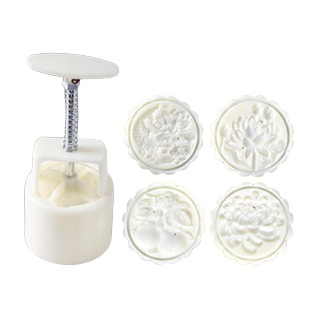 Buy DIY 3D Plastic Mooncake Mold Set 75g Flower Fish Pattern Moon Cake ...