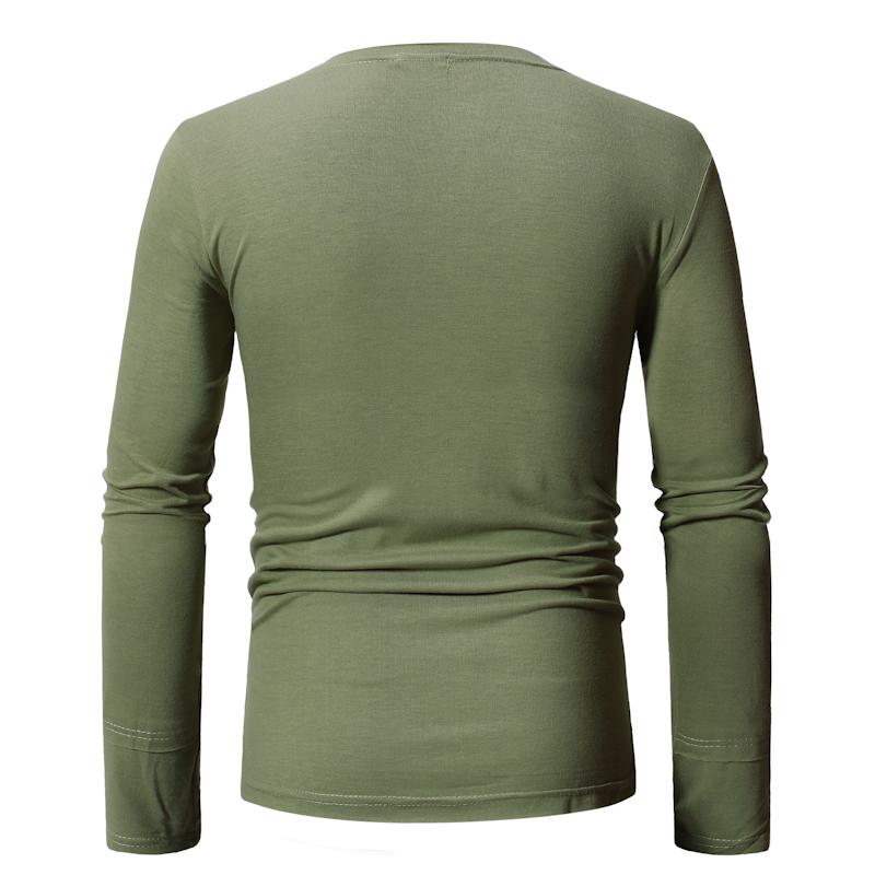 Men's Fashion Solid Color Henley Shirt Casual Loose Autumn Long Sleeve ...