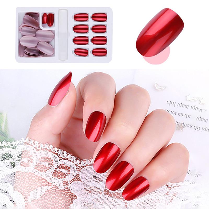 Buy 24PCS Waterproof Full False Nails Detachable Reuse Fake Nails with ...