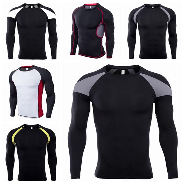 Buy Men Training Exercising Tops UFC MMA Running Tight Clothes Long ...