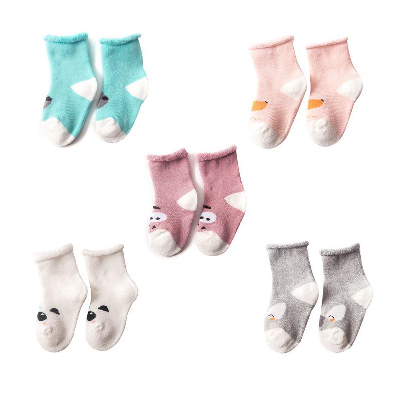 Satın alın 5 Pairs Baby Terry-loop Hosiery Casual Cartoon Socks | Joom