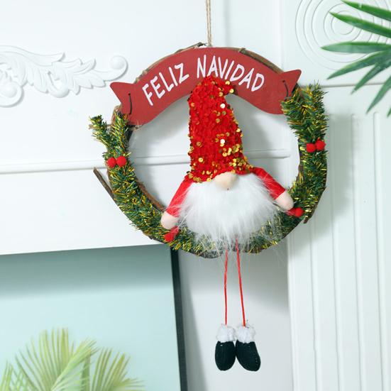 Buy Attractive Durable Fabric Rattan Wreath Ornament Faceless Gnome Doll Christmas Pendant for ...