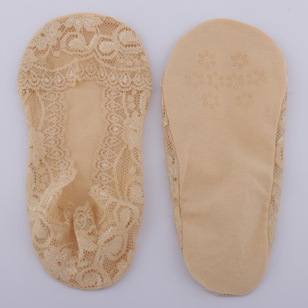 5 Pairs in 1 Invisible Lace Socks No Show NonSlip for Women Gray uygun ...