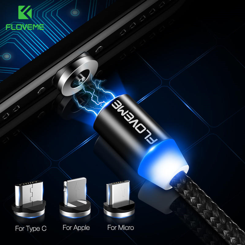 Buy 3 In 1 Magnetic Cable For iPhone X Samsung Lighting Micro USB Type ...