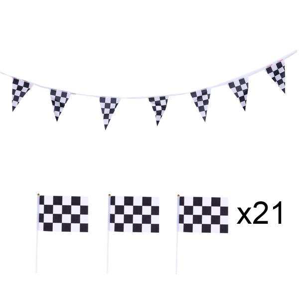 Buy 21pcs Black and White Chequered Formula One F1 Racing Banners ...