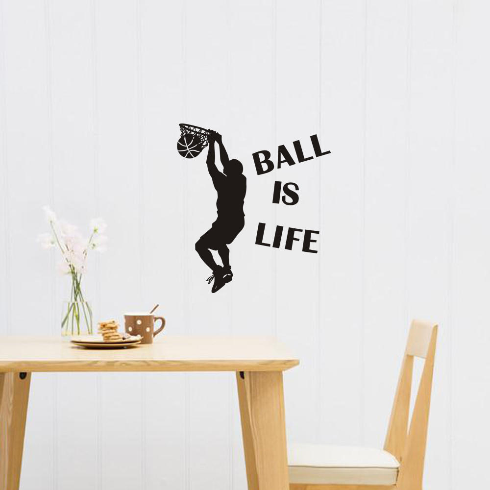 Ball Is Life Sport Playing Basketball Wall Sticker Mural Decor Decal ...