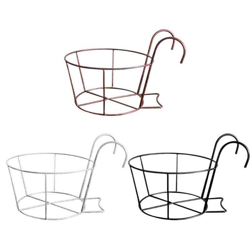 Balcony Hanging Plant Racks Round Flower Pot Rack Fence Window Iron ...